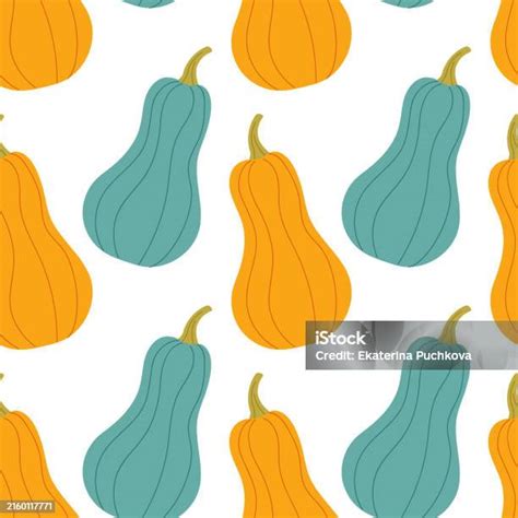 흰색 배경에 평평한 스타일의 완벽 한 패턴 호박입니다 계절 가을 배경 직물 카드 메모장 벡터 일러스트 레이 션 11월에 대한 스톡 벡터 아트 및 기타 이미지 Istock