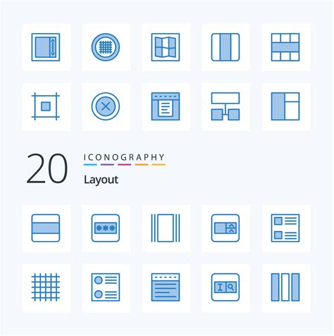20 Layout Blue Color Icon Pack Like Field Layout Flow Checkbox Select