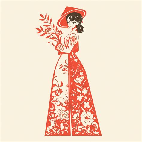 Vietnamese Ao Dai Dress Patterns With Elegant Designs Premium Ai