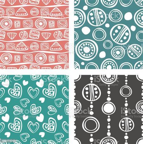 원활한 벡터 패턴의 집합입니다 다채로운 손으로 그린 민족 전통 부족 Motifes와 장식 장식 요소와 끝 없는 배경 손으로 그린 장식 완벽 한 패턴의 시리즈 가리기에 대한