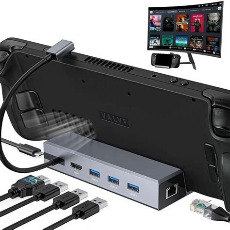 스팀 데크용 도킹 스테이션 Hdmi 20이 있는 6in1 데크 도크 최대 4k60hz 지원 각 5gbps 티몬