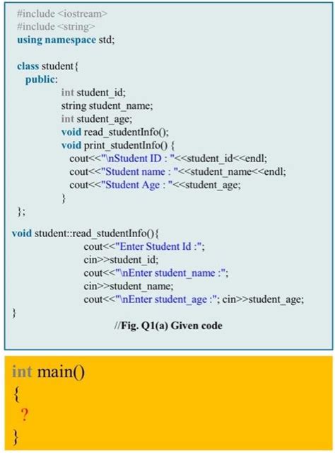 solved 1 given the code in fig q1 a fill in the blank