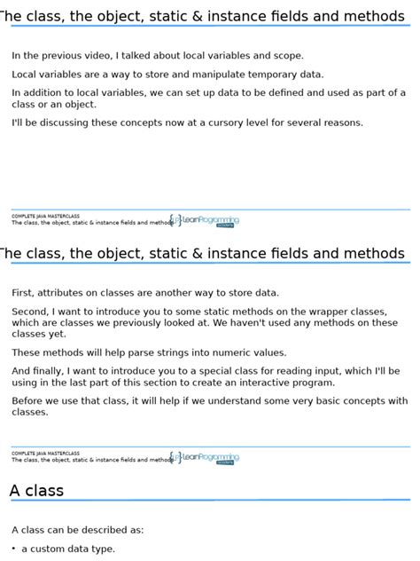 69 Slides Control Flow The Class The Object Static And Instance Fields