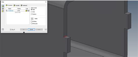 2d sketch fillet command add clearance fillet for true cnc corners