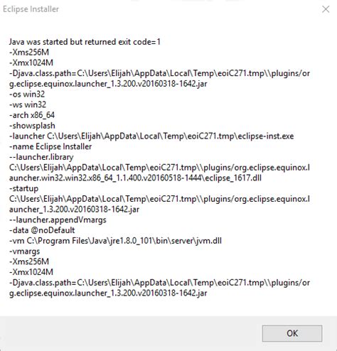 Windows Eclipse Installer Internal Error Registry Directory Not