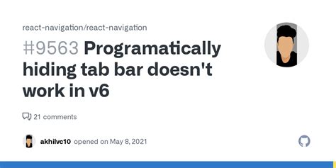 Programatically Hiding Tab Bar Doesnt Work In V6 · Issue 9563 · React