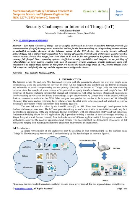 PDF Security Challenges In Internet Of Things IoT