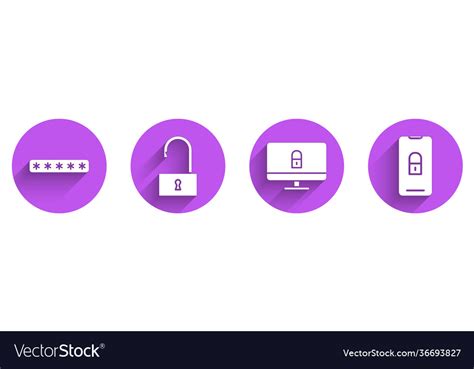Set Password Protection Open Padlock Lock Vector Image