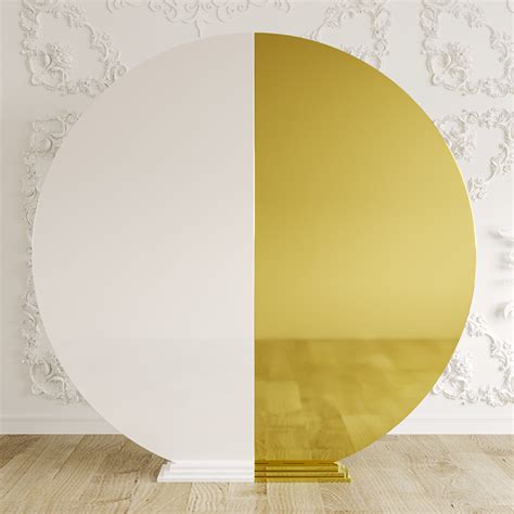 Custom White Gold Round Acrylic Backdrop 6 5ft Supereventdecor