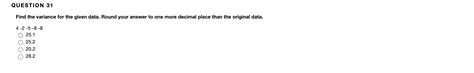 Solved QUESTION Find The Standard Deviation For The Given Chegg