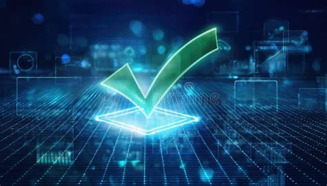 A Tick Symbol Floating On A Digital Circuit Indicating Approval Over A