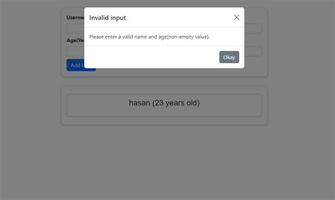 Github Hasanbakisreact Add User With Error Modal