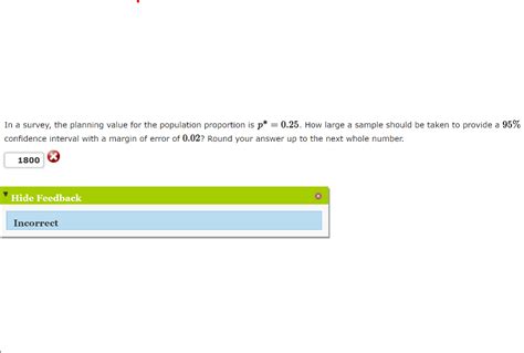Solved In A Survey The Planning Value For The Population