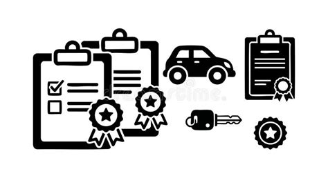 Checklist With Award Ribbons And Car Key Symbols For Vehicle Inspection