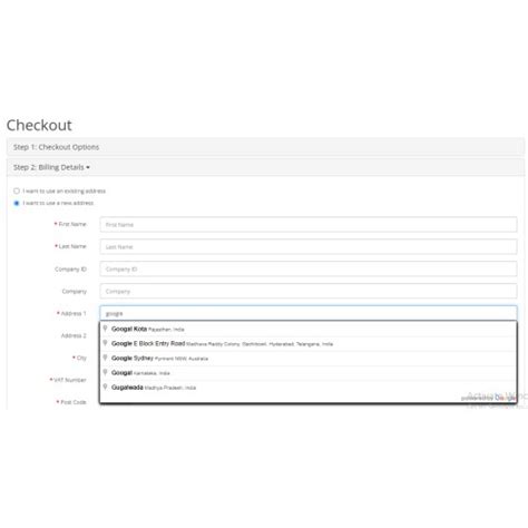 OpenCart Google Address Autocomplete