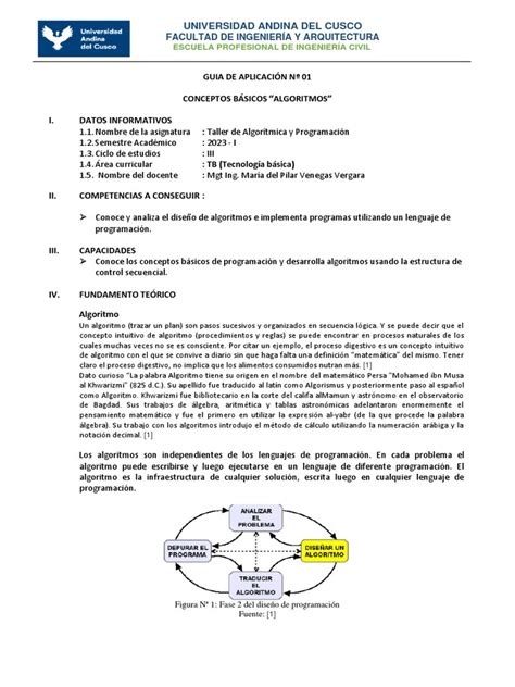 Guia 1 0 Taller De Algoritmica Y Programacion Ing Civil Pdf