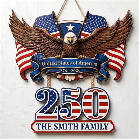 Personalized Americas 250th Anniversary Wood Wreath Door