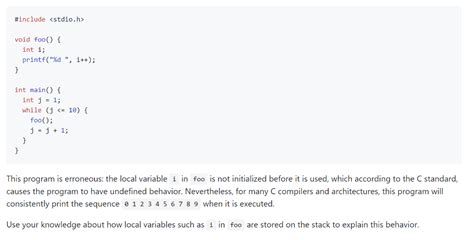include void foo int i printf d i } int