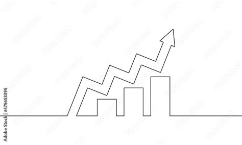 Continuous Line Drawing Of Growth Graph Arrow Up Business Growth Bar Chart Icon Outline