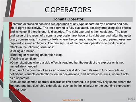 C Operator And Expression Ppt