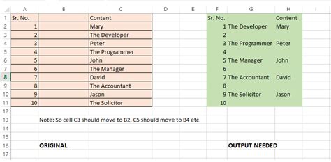 Vba Excel How To Move Data Across From One Column To Another Column