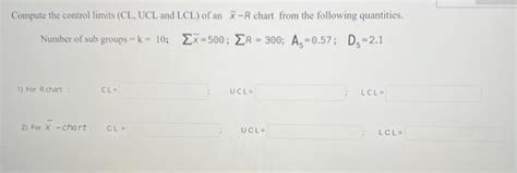 Solved Compute The Control Limits CL UCL And LCL Of An Chegg Com