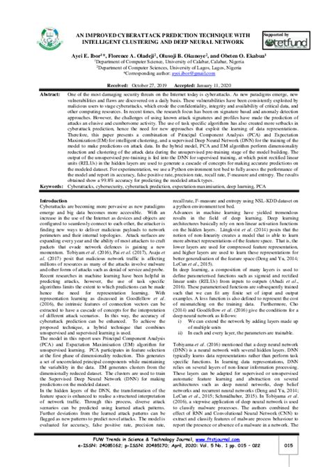 Pdf An Improved Cyberattack Prediction Technique With Intelligent Clustering And Deep Neural