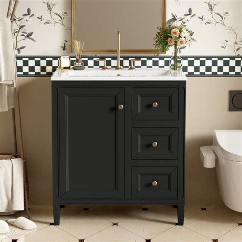 Charlton Home® 30 Inch Elfreida Vanity With Resin Basin Three Drawers