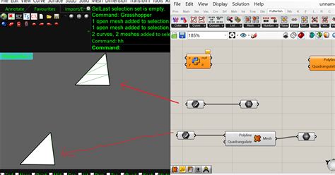 grasshopper python script utilizing rhino command meshpolyline