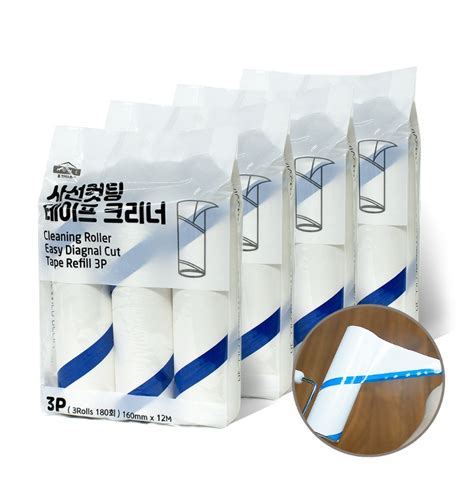 사선컷팅 테이프크리너 60회 160mm X 12m 12롤 돌돌이 찍찍이 롤클리너 먼지테이프 티몬