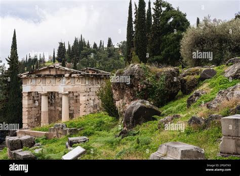 Ruins Of An Ancient Temple Temple Of Apollo At Delphi Oracle Greece