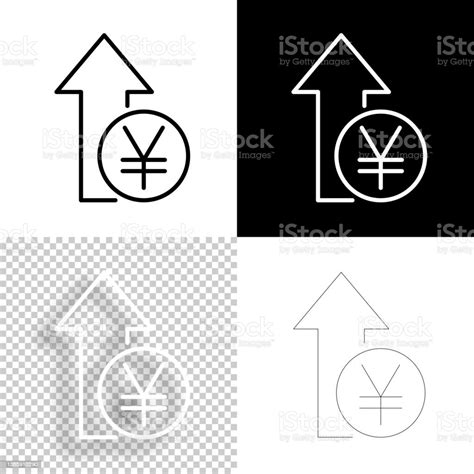 Yen Increase Icon For Design Blank White And Black Backgrounds Line