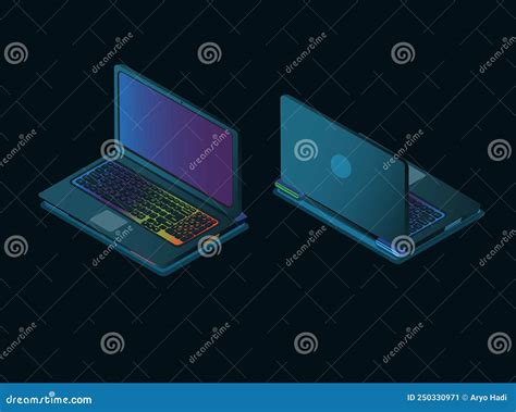 Laptop Gaming With Rgb Light On Keyboard Isometric Illustration Vector Stock Vector