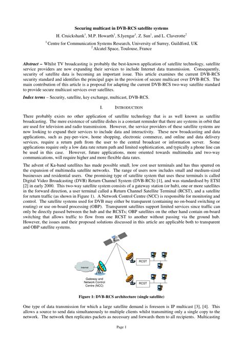 Pdf Securing Multicast In Dvb Rcs Satellite Systems