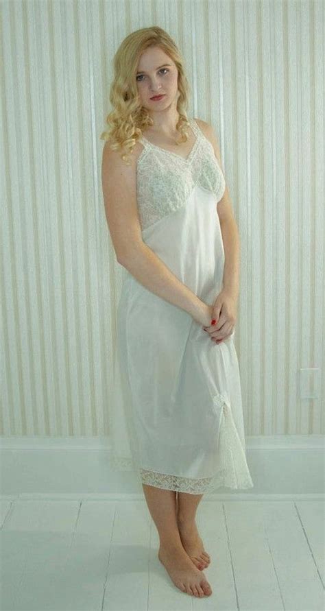 White Night Gown Bridal Chemise Night Gown Sheer Slip Dress