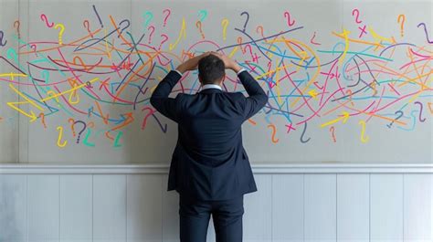 Premium Photo Businessman Contemplates Colorful Confusing Lines And