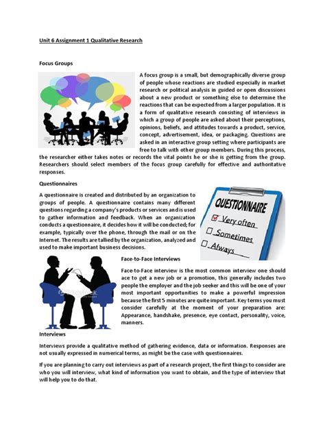 Unit 6 Assignment 1 Quantative Pdf Focus Group Interview