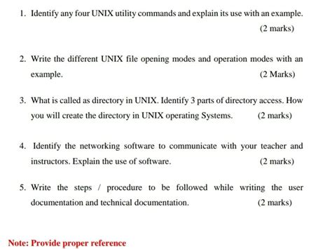 Solved 1 Identify Any Four Unix Utility Commands And