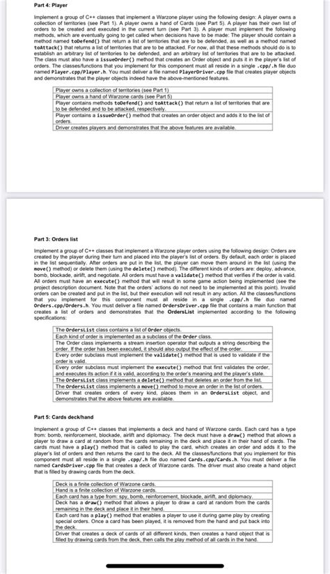 Solved Part 4 Player Implement A Group Of C Classes That