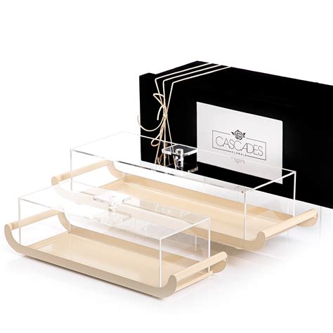 2 Beige Rectangular Metal Trays With Acrylic Covers Cascades Uae
