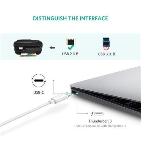 UGREEN USB C TO USB PRINT CABLE M WHITE