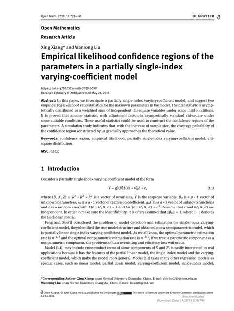 Pdf Empirical Likelihood Confidence Regions Of The Parameters In A