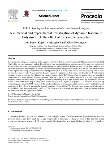 Pdf A Numerical And Experimental Investigation Of Dynamic Fracture In