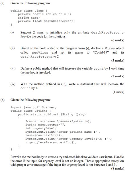 solved a given the following program public class virus {