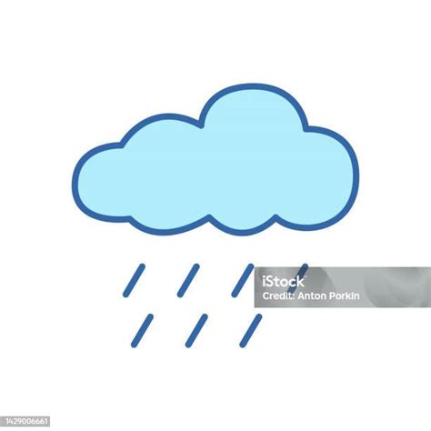 비 선형 색상 아이콘입니다 흐리고 비오는 날씨 무거운 샤워 또는 폭우 라인 픽토그램 빗방울과 구름 아이콘 편집 가능한 스트로크 벡터 일러스트 레이 션 가을에 대한 스톡 벡터