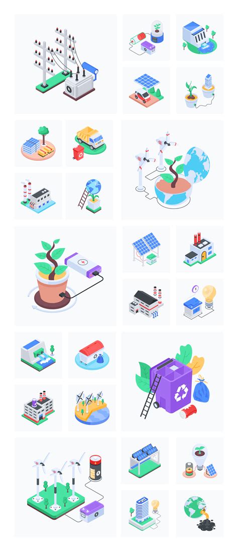 Animated Isometric Ecosystem Icons On Yellow Images Creative Store 131751