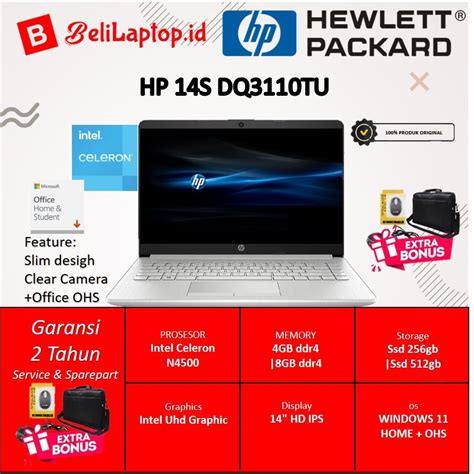 Jual Laptop Hp S Dq Tu Intel N Gb Gb Ssd Inch Silver Free Ohs Shopee Indonesia