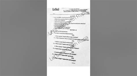 data structure 3rd sem model paper 2024 b sc major datastructure
