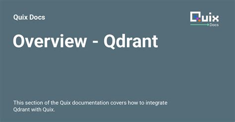 Overview Qdrant Quix Docs