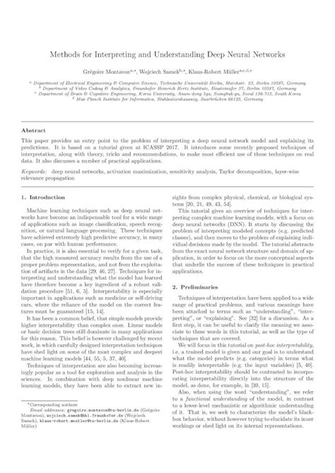 Pdf Methods For Interpreting And Understanding Deep Neural Iphome